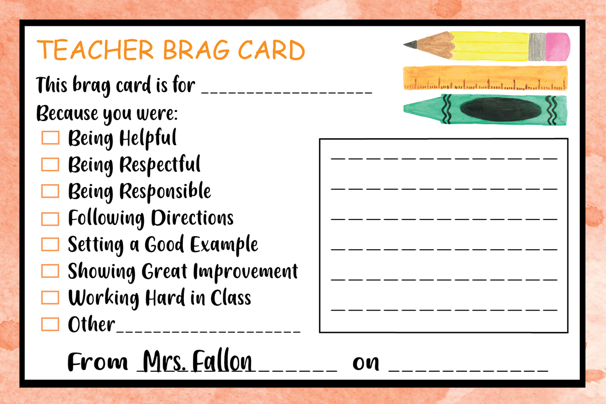 Teacher Brag Card Digital Edition – Garb Co